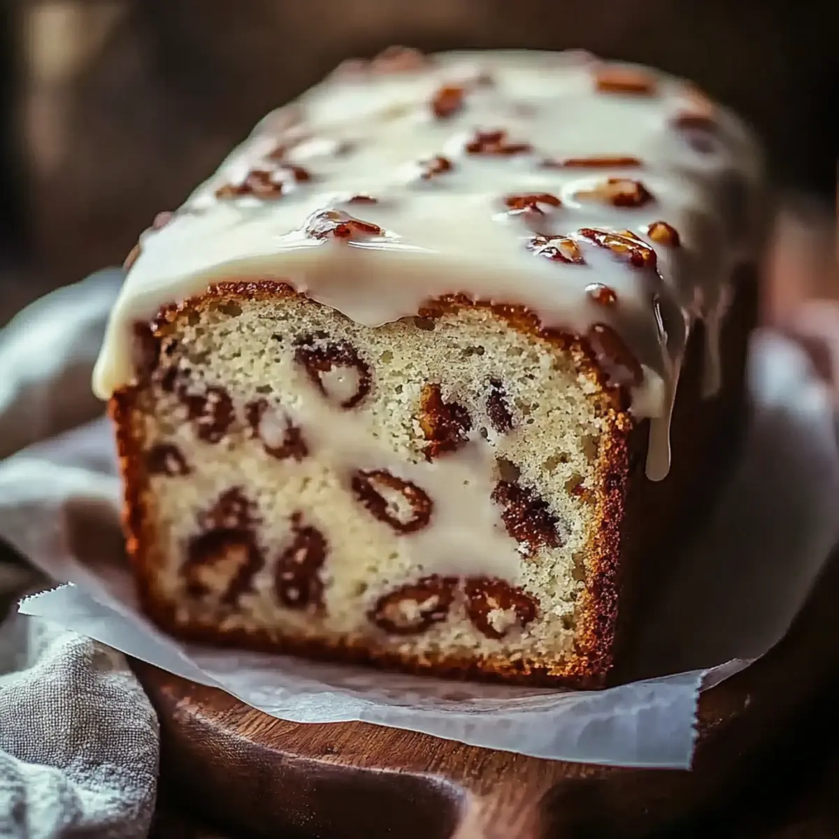Irresistible Butter Pecan Cake Loaf with Cream Cheese Icing