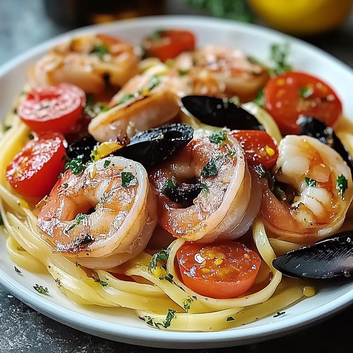 Delicious Seafood Pasta with Linguine, Shrimp, and Mussels