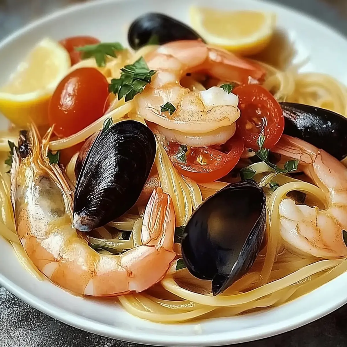 Delicious Seafood Pasta with Linguine, Shrimp, and Mussels